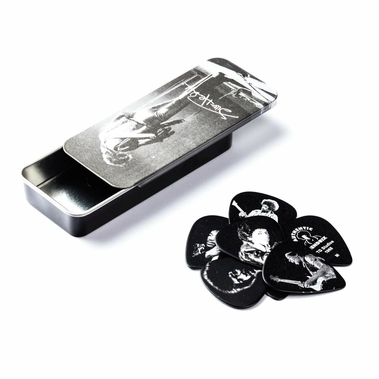 Медиаторы Dunlop JH-PT06M Jimi Hendrix Silver Portrait, 12 штук в коробочке, 0.8 мм
