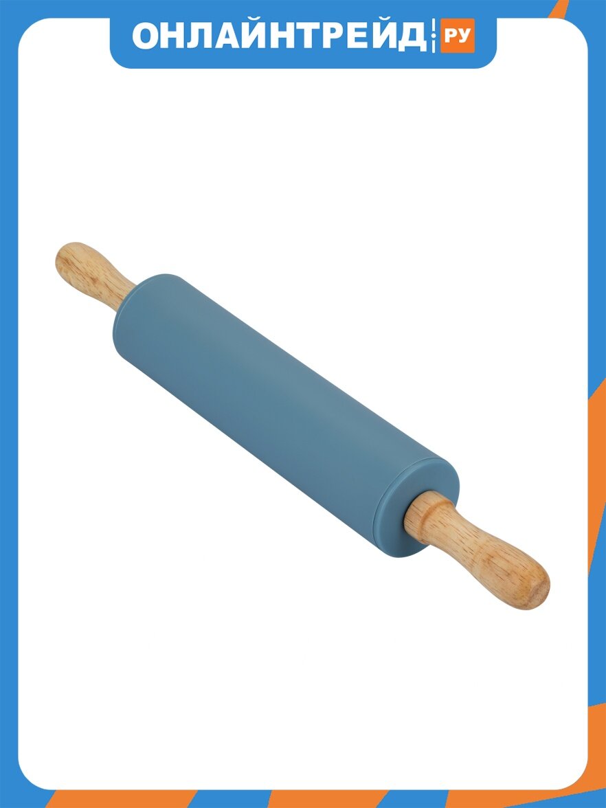 Скалка Regent Inox Linea Silicone 31(17)х4.3 см, силикон/дерево, голубой (93-SI-CU-15.5)