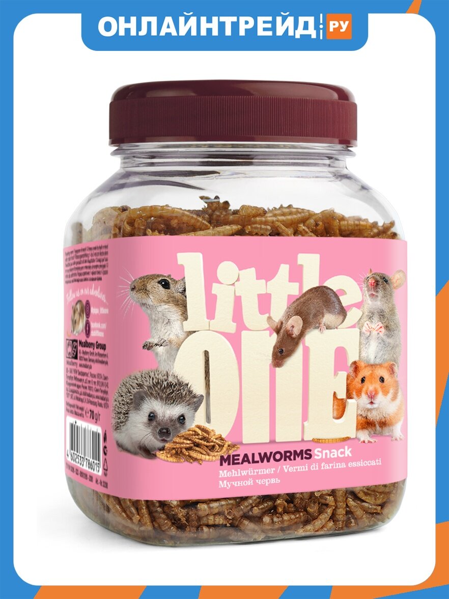 Лакомство Little One Мучной червь для всеядных грызунов, 70 г