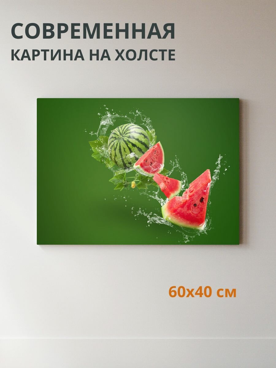 Картина на холсте Арбуз и ломтик 60x40 см