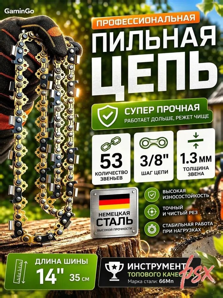 Цепь для пилы 350 мм, шаг 3/8" 53 зв. 1 шт.