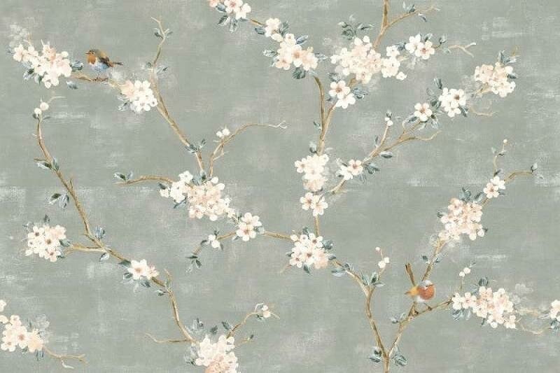Керамическая плитка Marazzi Ragno Mixed Verde Decoro Fiori di Pesco Rett. 40x120 (A B) RC5L настенная 40х120 см