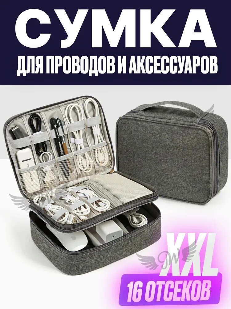 Cумка органайзер для проводов и зарядок. Органайзер для гаджетов