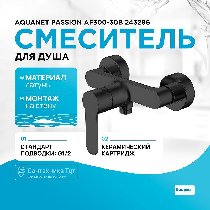 Смеситель для душа Aquanet Passion AF300-30B 243296 Черный