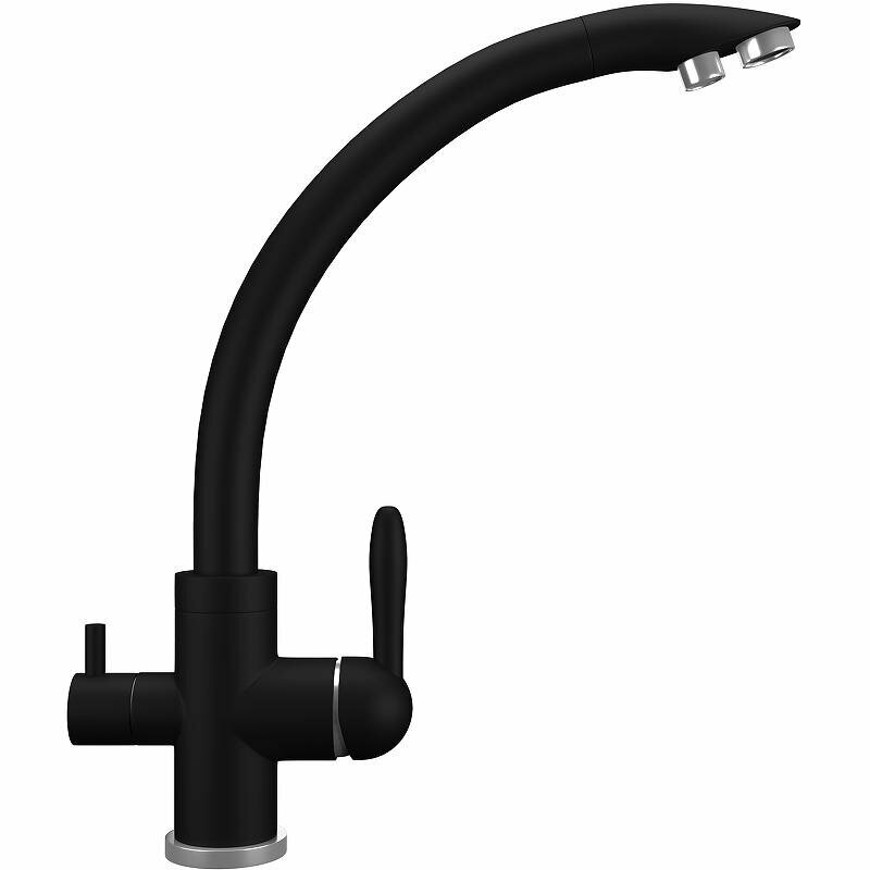 Смеситель для кухни Ulgran Quartz UQ-017-07 уголь, с краном для питьевой воды, рычажный, латунь