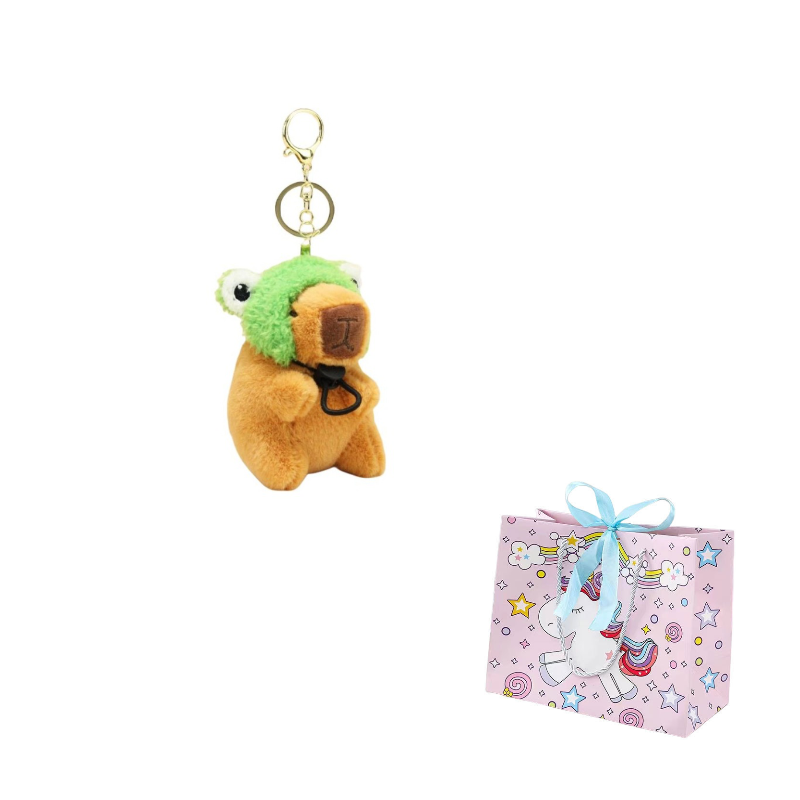 Брелоки унисекс XIWANTONG плюшевые единороги, Capybara with Green Hat