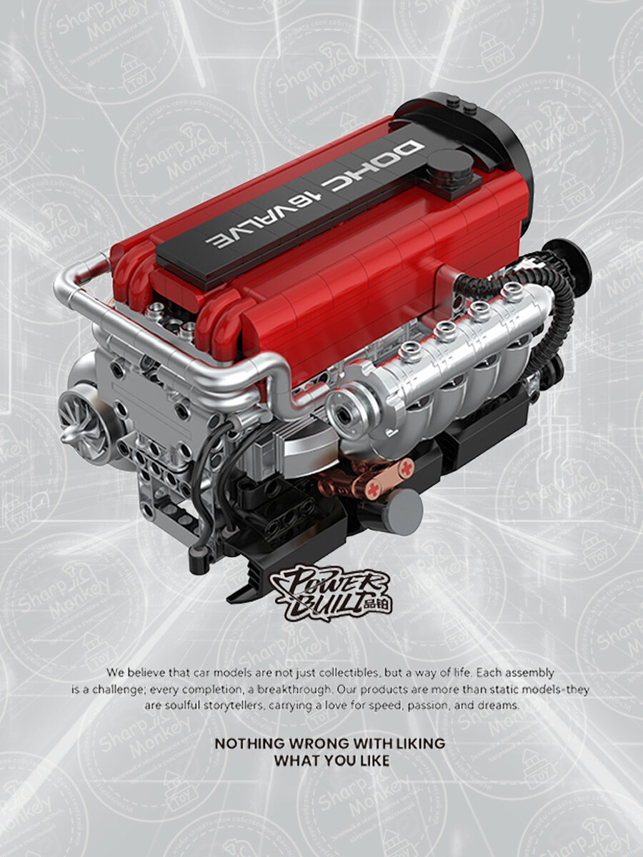 Модель для сборки PowerBlock8861 серия двигателей Mitsubishi 4G63, электромеханический конструктор, игрушка высокой сложности