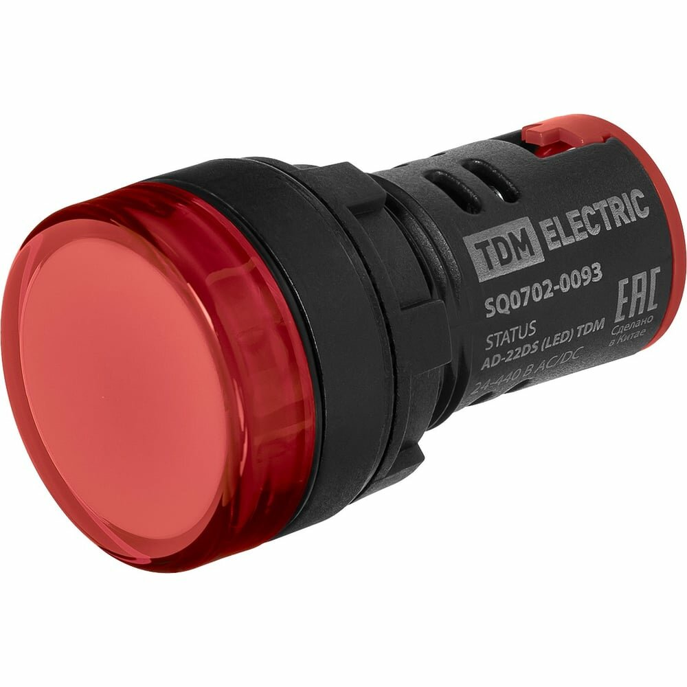 Лампа сигнальная TDM ELECTRIC STATUS AD-22DS, LED, d22 мм, 24-440 В AC/DC, красный (упак. 10 шт.) IP65 SQ0702-0093