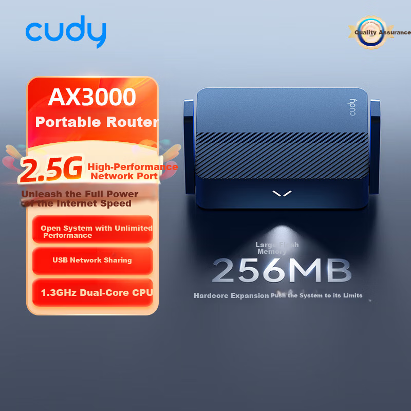 CUDY AX3000 WiFi 6 мини-роутер с 2.5G портом, 256 МБ памяти, портативный для дома и общежития Цвет：Версия AX3000 2.5G