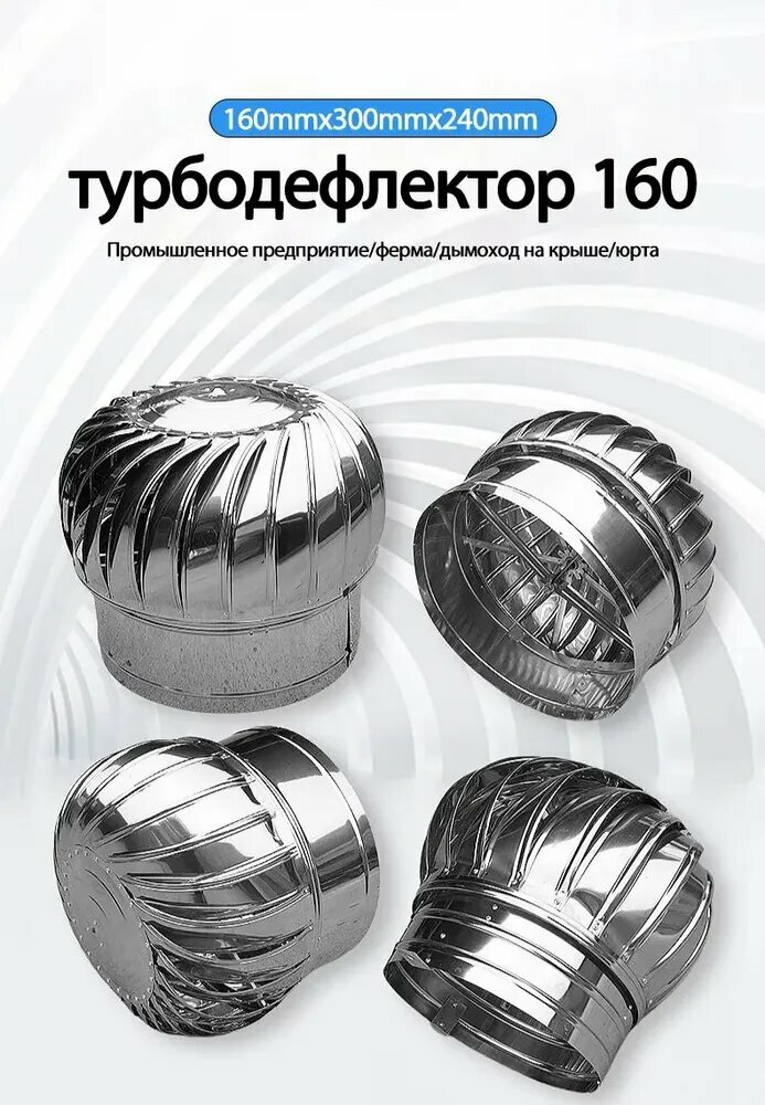 Турбодефлектор 160, нержавеющая сталь,160mmx300mmx240mm