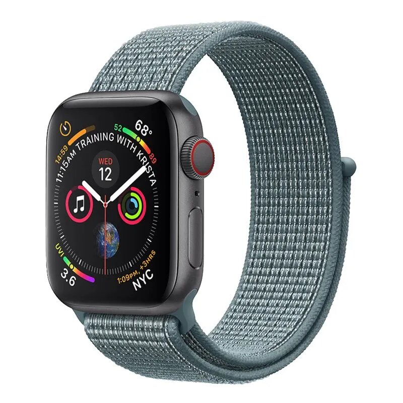 Нейлоновый ремешок для Apple Watch series 1-9 SE, SE 2, 1 и 2 Ultra, 42-44-45-49 mm / Эластичный тканевый браслет на липучке