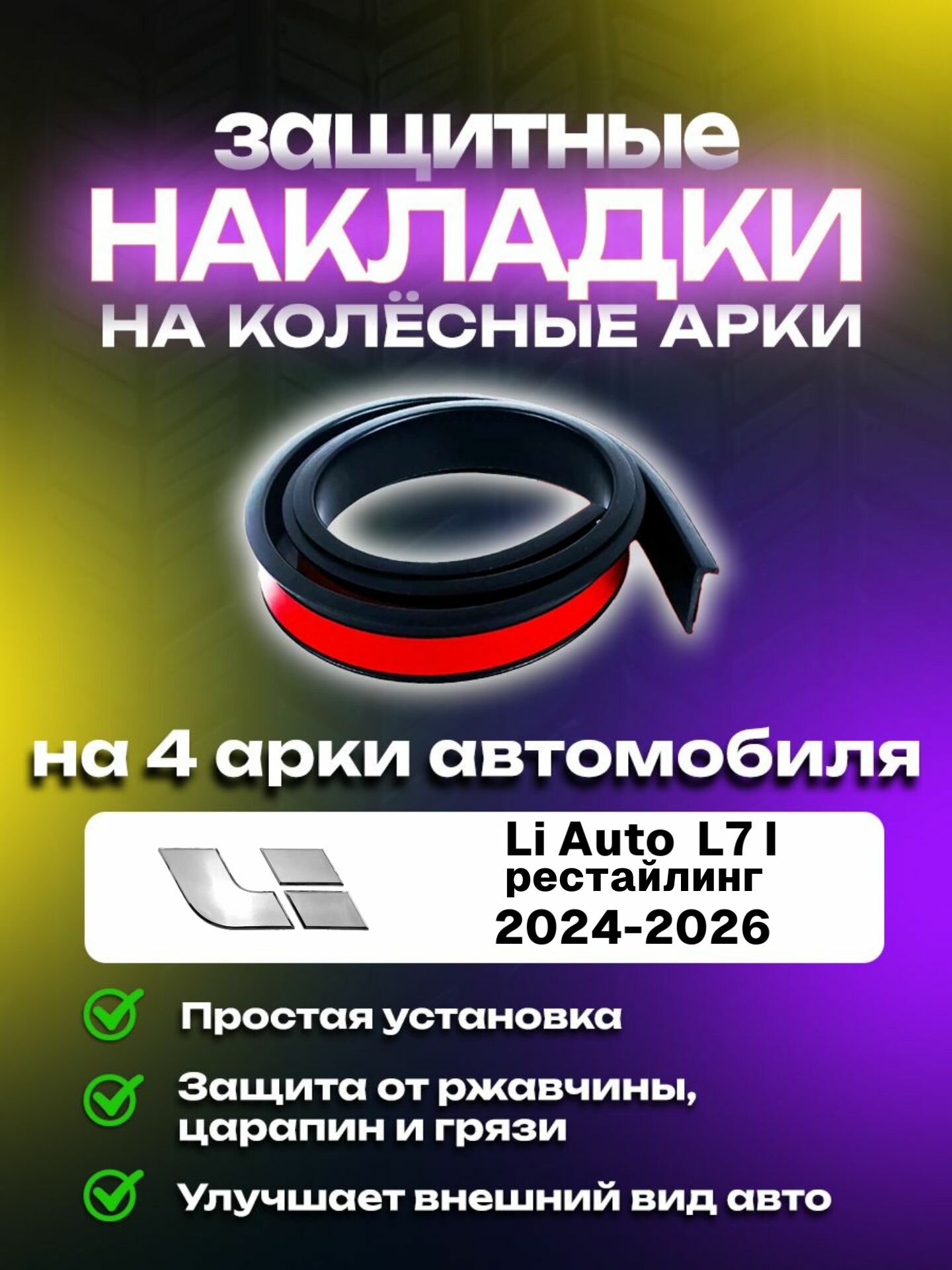 Накладки на арки автомобиля Li Auto L7 I рестайлинг (2024-2026)/ Ли авто Л7 1 поколение рестайлинг защитные