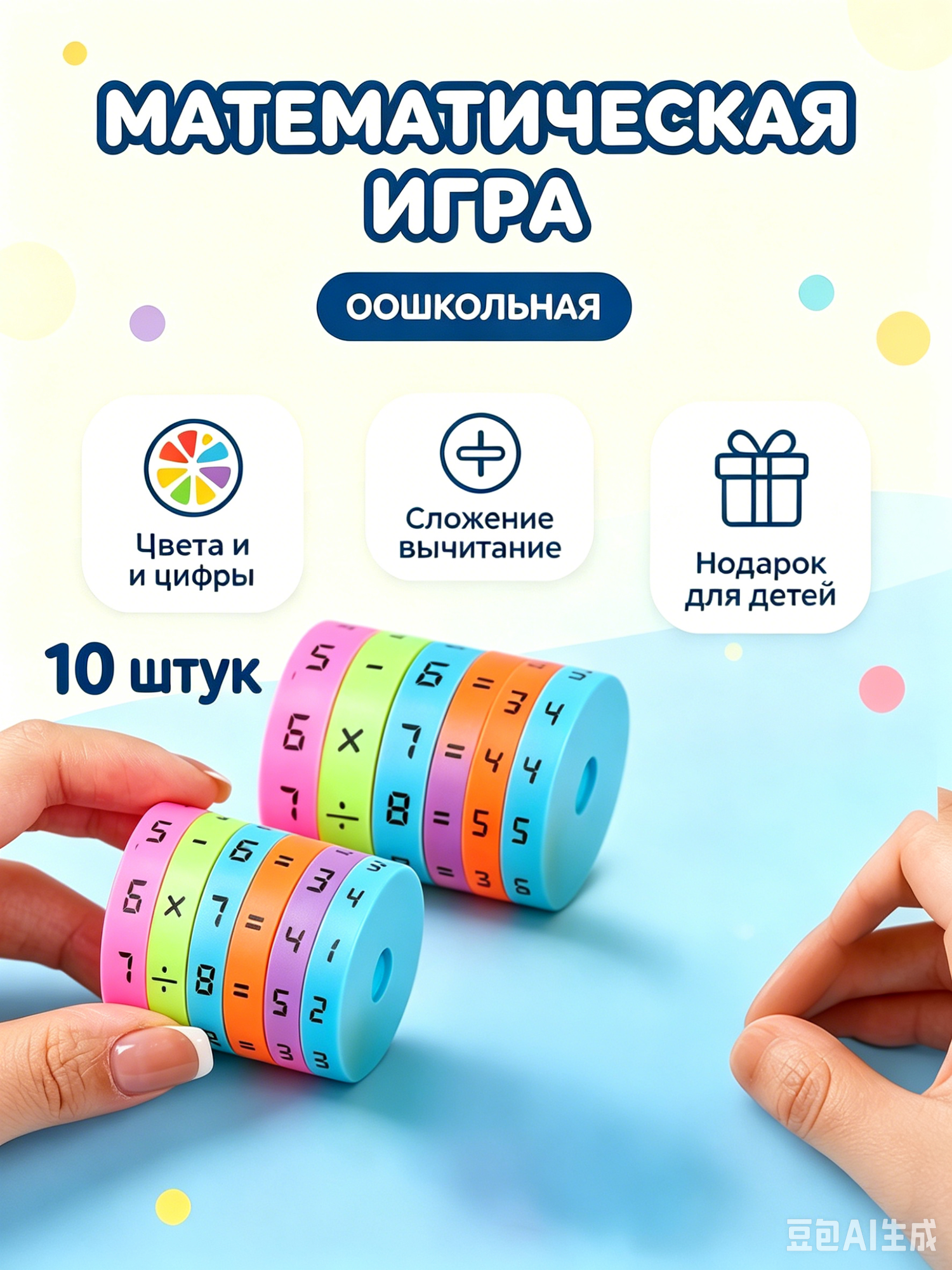 Набор из 10 математических цилиндров для дошкольников, цветная развивающая игрушка для изучения сложения