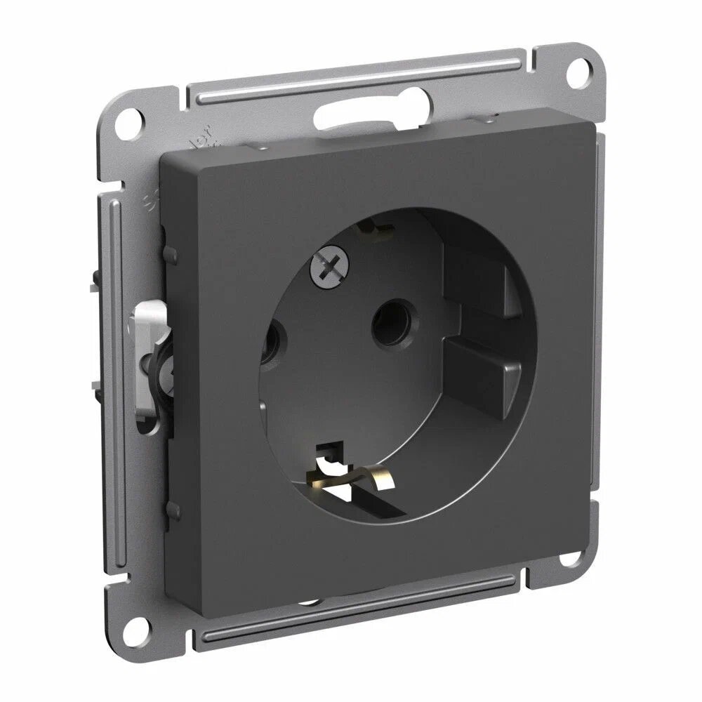 Розетка Systeme Electric Atlas Design ATN001443, встраиваемая, одинарная, с/з, без шторок, 16А, IP20, базальт, 5 шт