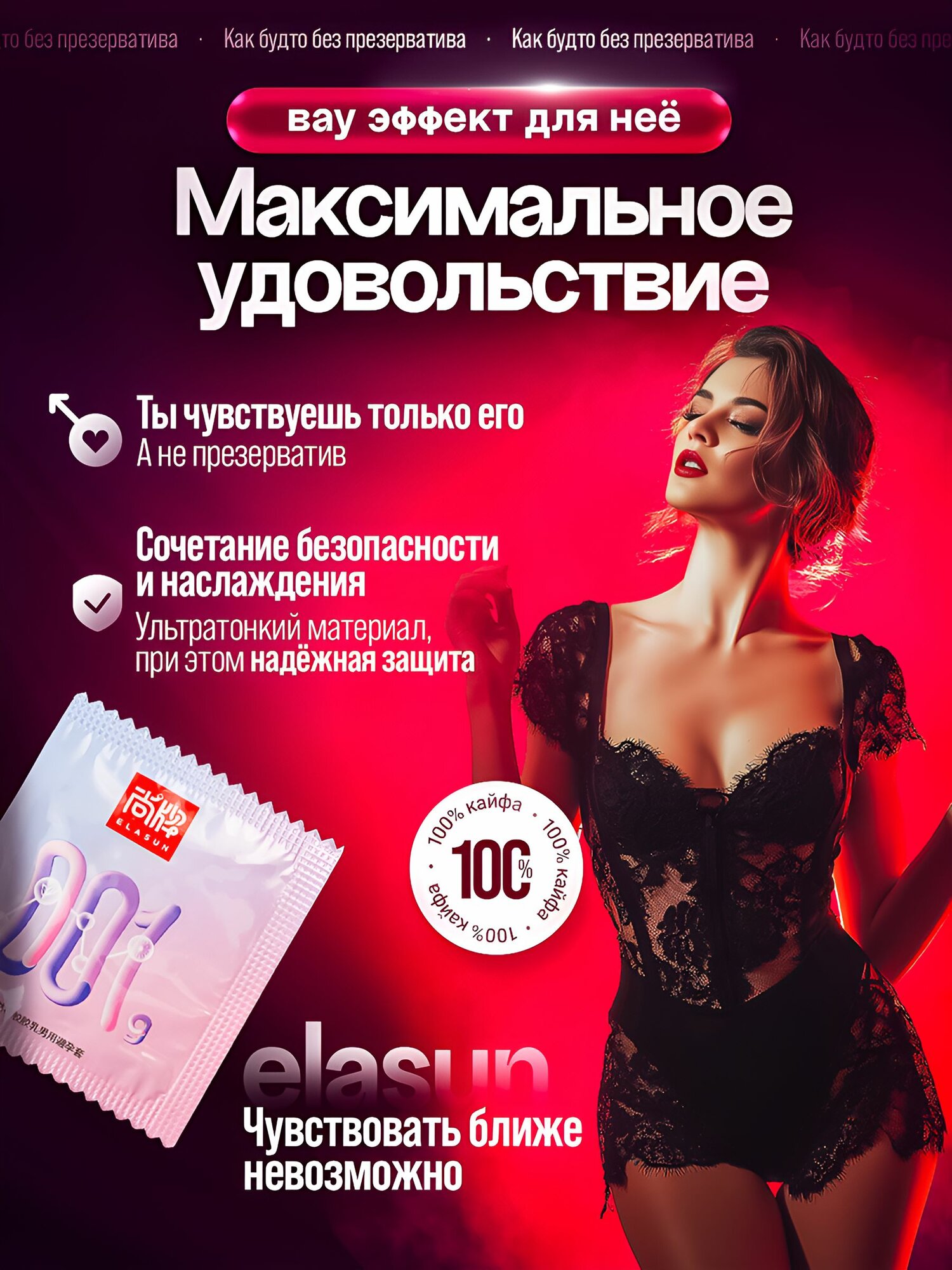 Презервативы ультратонкие плотно облегающие со смазкой (10шт) ELASUN
