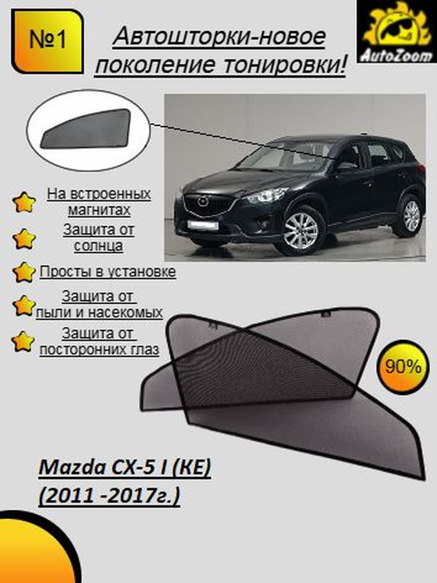 Автошторки магнитные для Mazda CX-5 1поколение (КЕ) (2011 -2017г.)(Мазда СХ5)на передние двери 2 шт