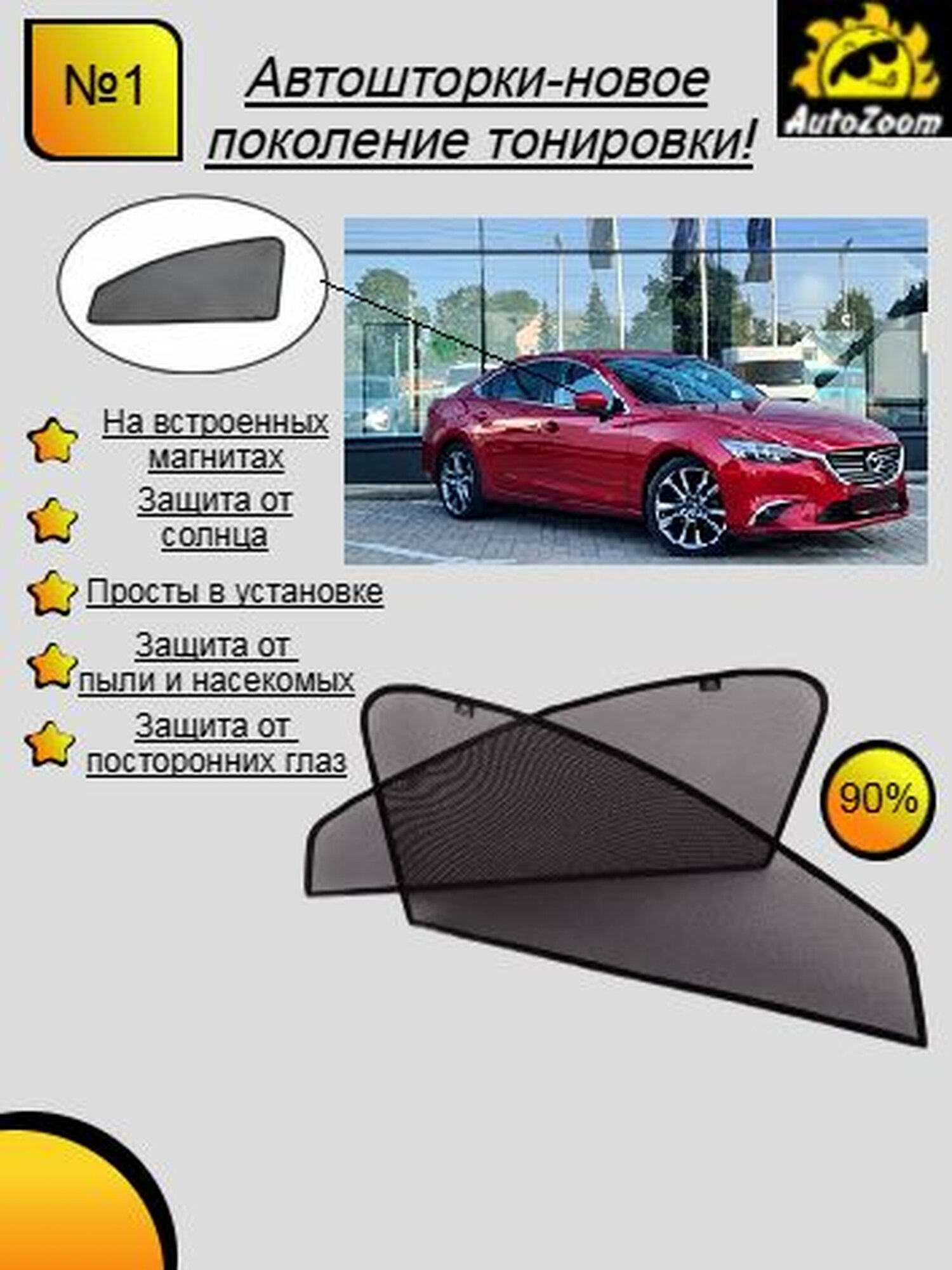 Автошторки магнитные для Mazda 6 3поколение 2-й рестайлинг (GJ) (2017-2022.), на передние двери 2 шт