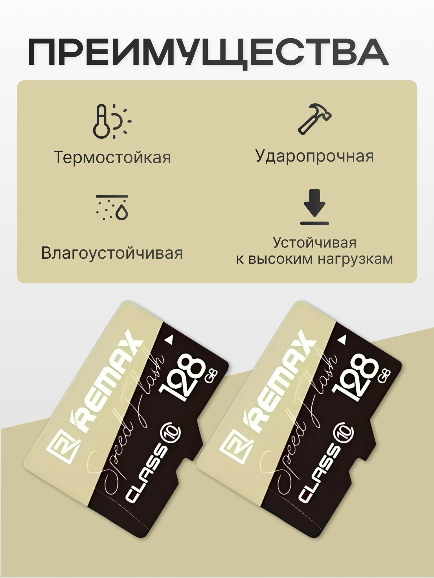 Zuzy 128 ГБ Карта памяти microSD, запись - 85 Мбайт/сек, чтение - 35 Мбайт/сек, Карты памяти 1 шт