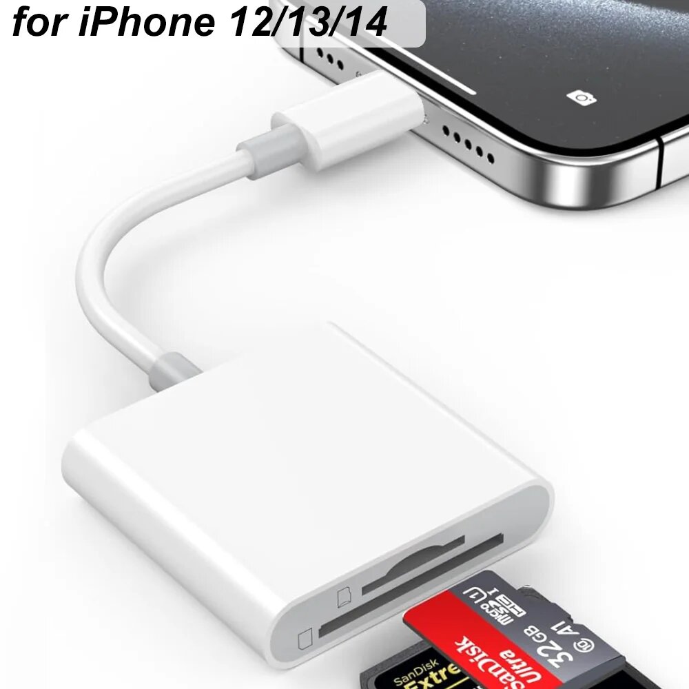 2 в 1 OTG Type C Card Reader USB Flash Drive SD TF Card Reader для iPhone 14 15 16 Серый, for iPhone