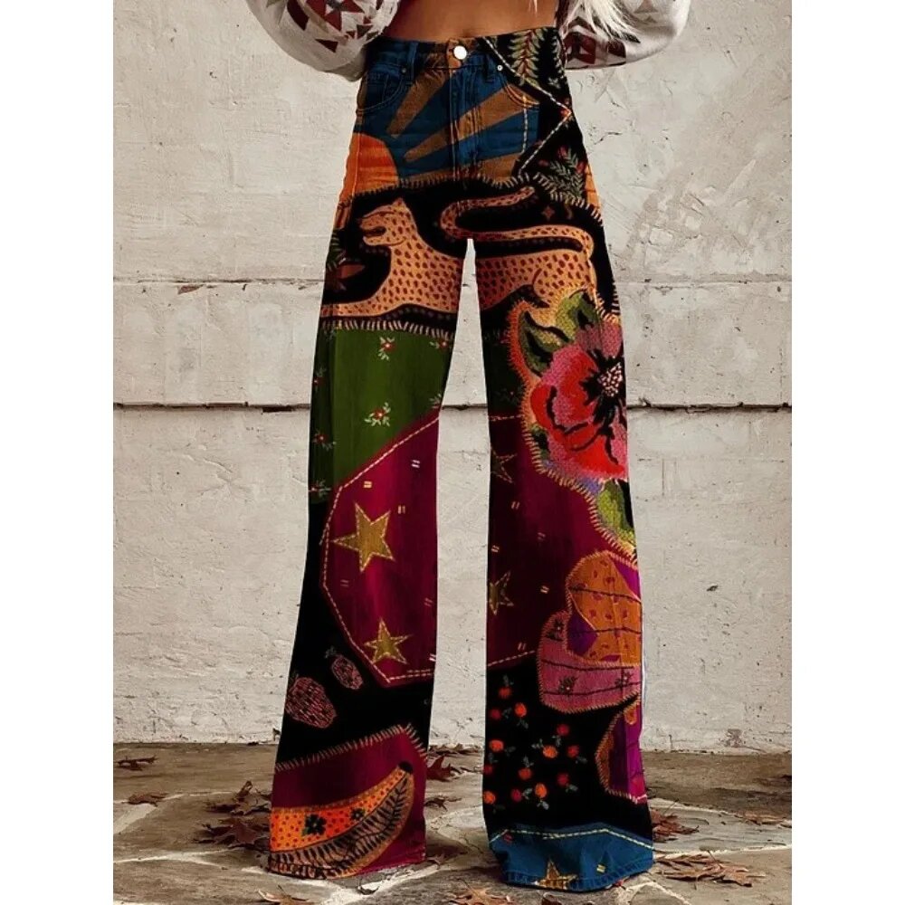 Женские брюки-палаццо Floral Aztec Patchwork полиэстер
