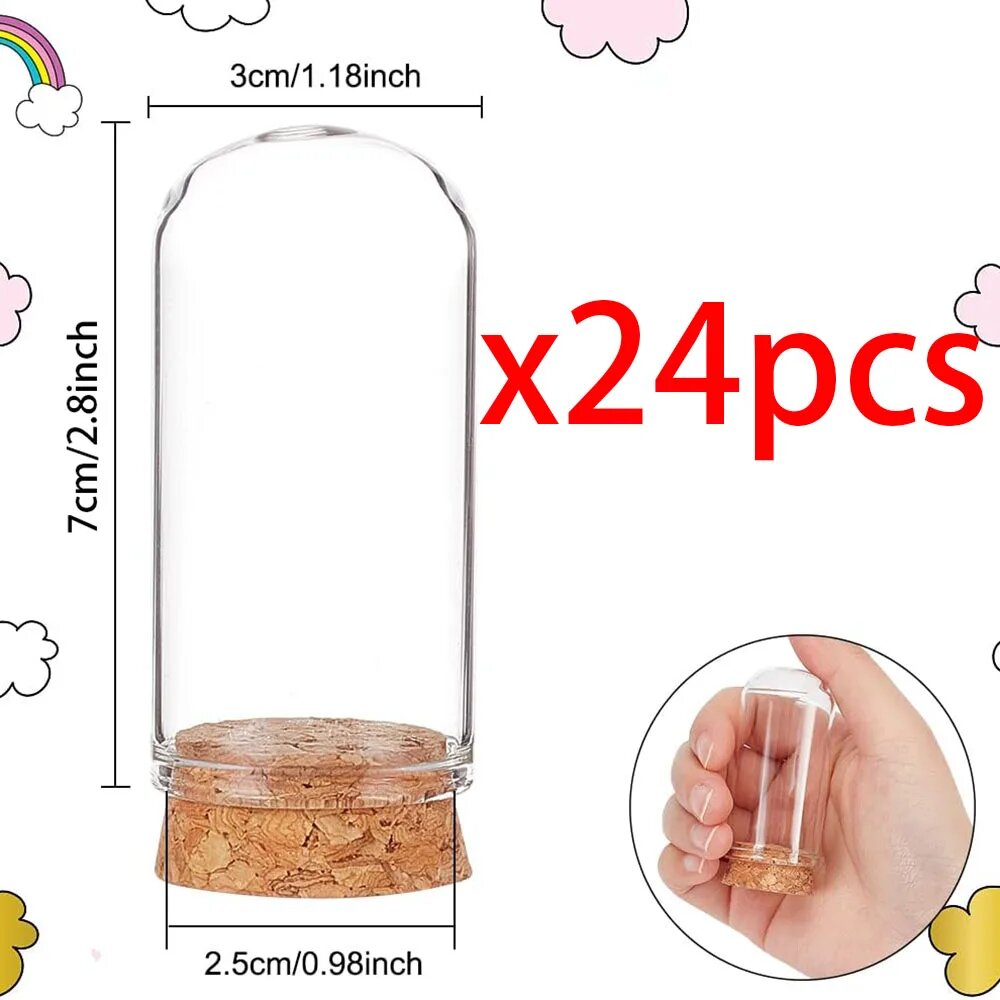 Стеклянные колбы с пробками для декора, набор из 24 штук 3x7cm 24pcs