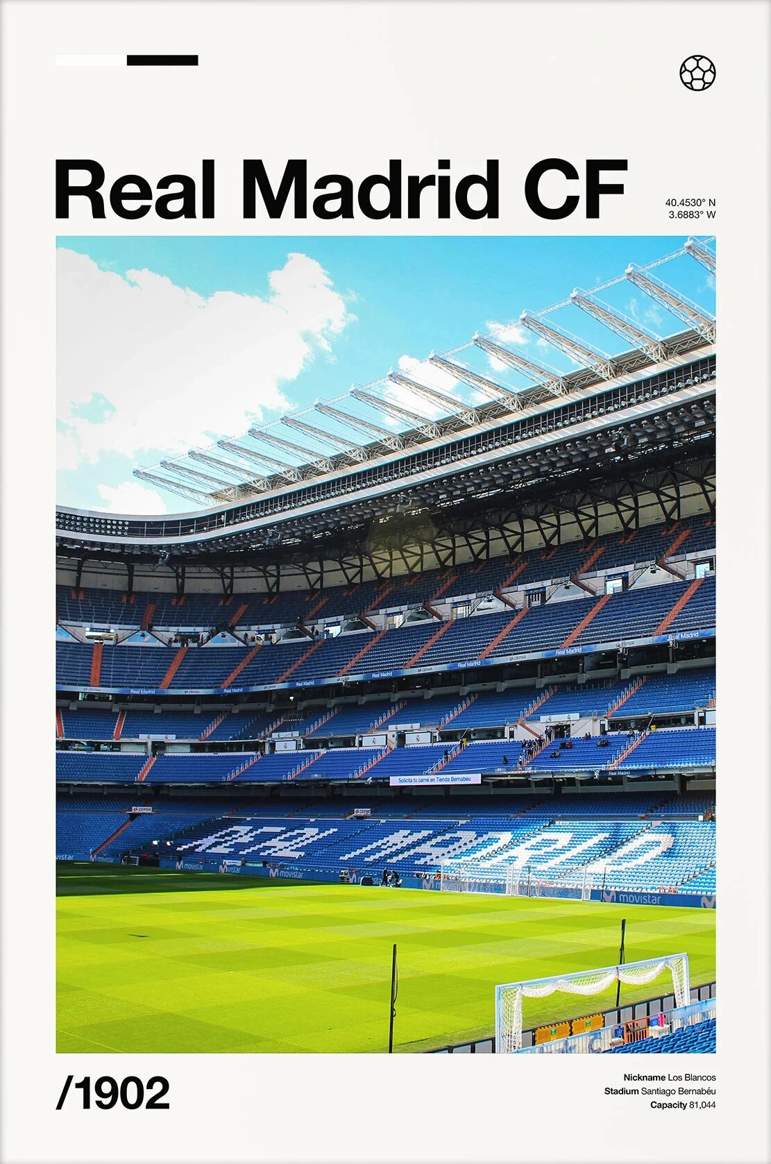 Плакат Real Madrid CF, 40x60см, без рамки, цвет 6