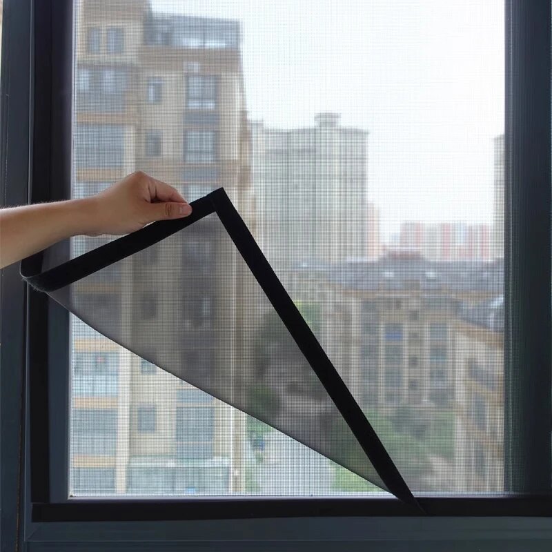 Черная самоклеящаяся москитная сетка на окно 120CM, Black - 50CM
