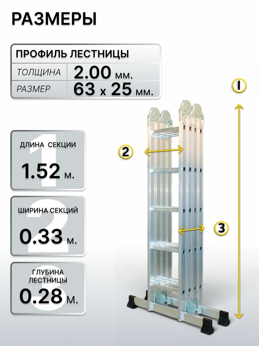 Лестница трансформер 4х5 Pro. Для работ на высоте, профиль 2мм — фото 1