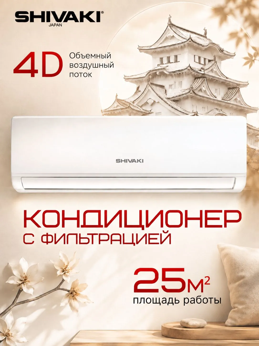 Сплит-система Shivaki SSH/SRH-P099BE Prestige, мощность 9000 BTU, А класс, кондиционер для дома на 25 м², белый