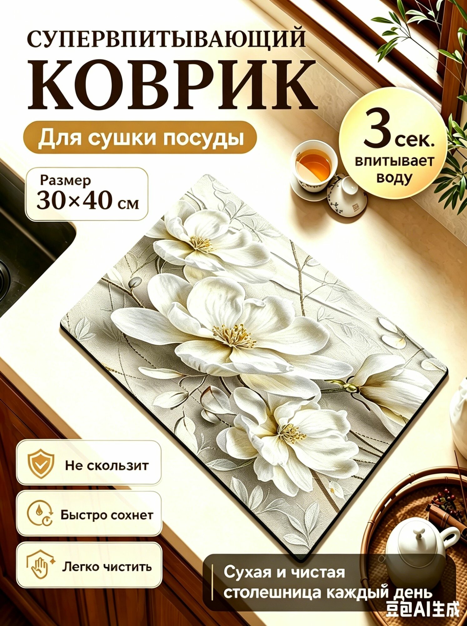 Сушилка для посуды, 40 см х 30 см , 1 шт