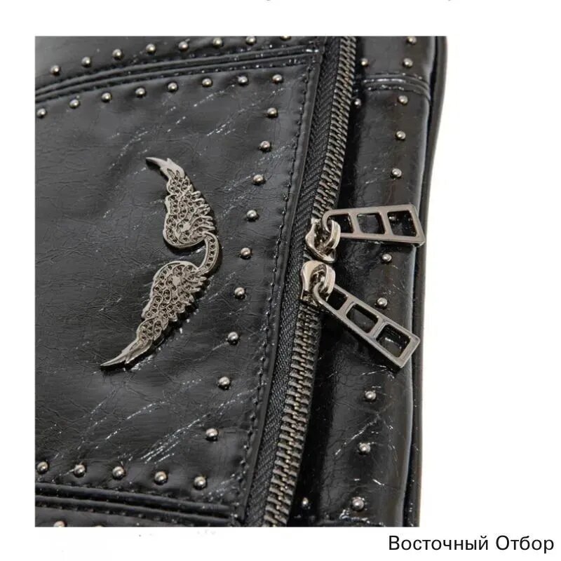 Сумка клатч  black wing bag with studs, фактура лаковая — фото 1