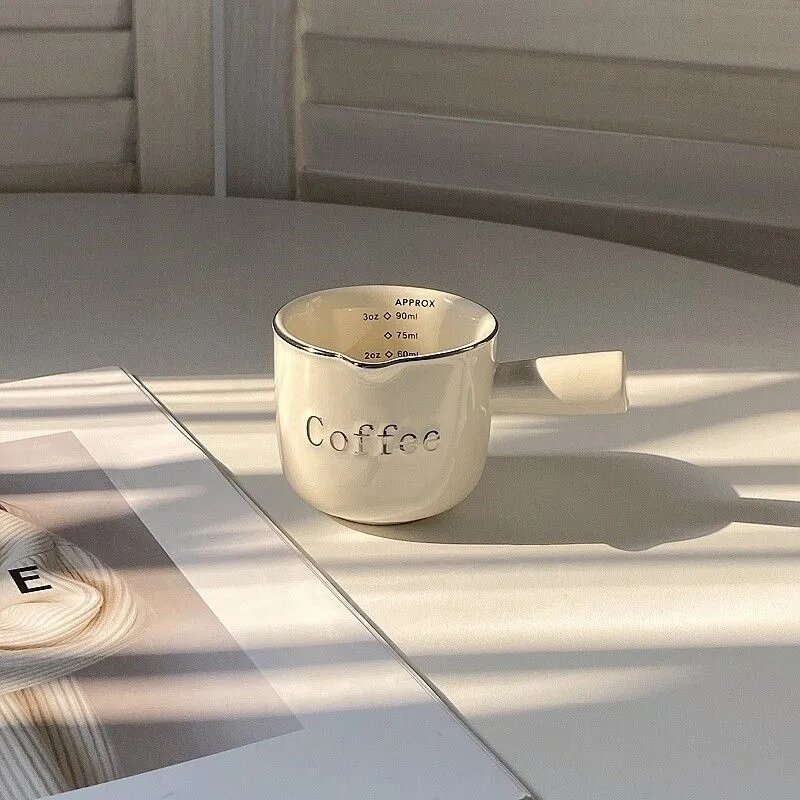 Чашка керамическая кремовая "Coffee", 90 мл, 1 шт, для кофе, мерный стакан — фото 1