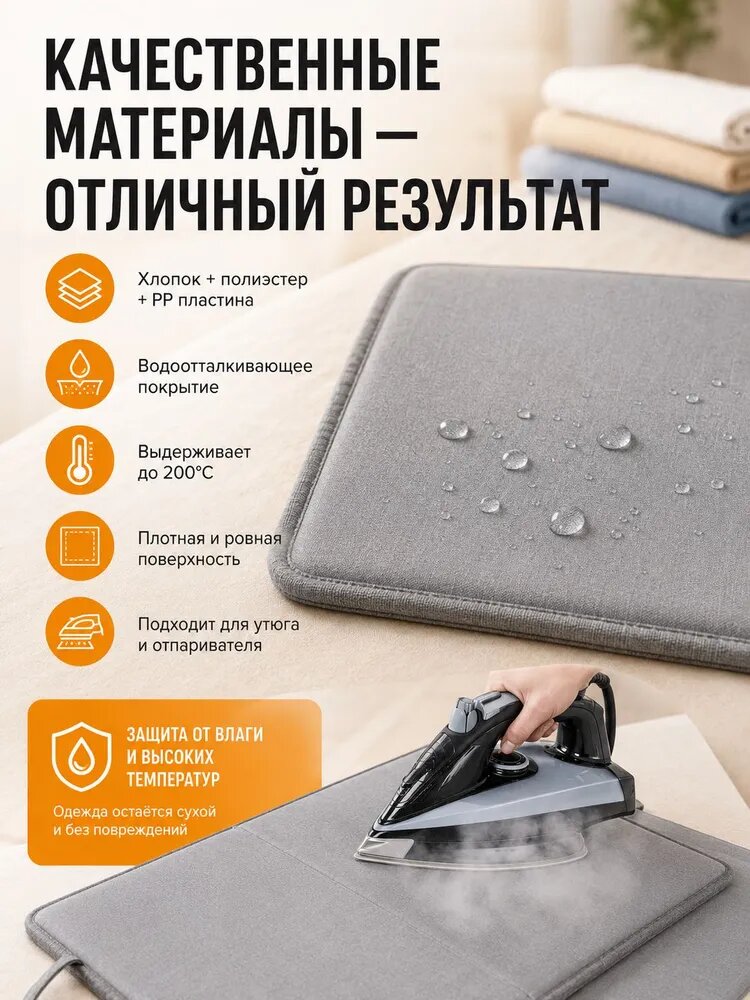 Сетка, коврик для глажки 37х51 см, антипригарное покрытие, подкладка хлопковое волокно, 2 шт