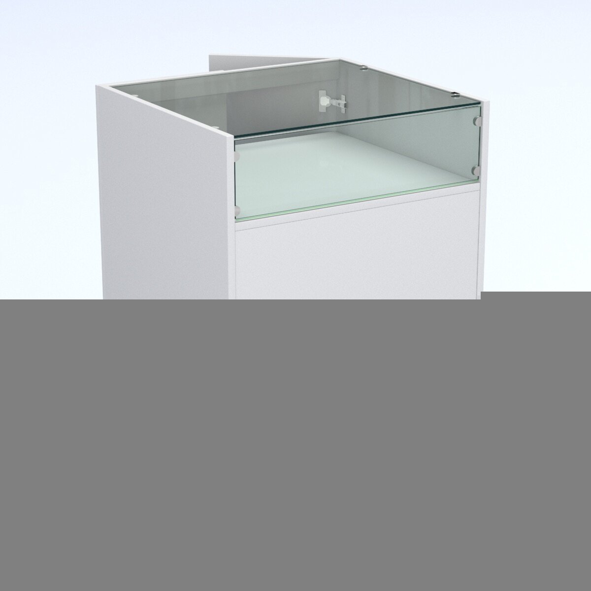 Прилавок из ДСП серии Тандем №2-600 малый со стеклянной крышкой и дверками, Серый