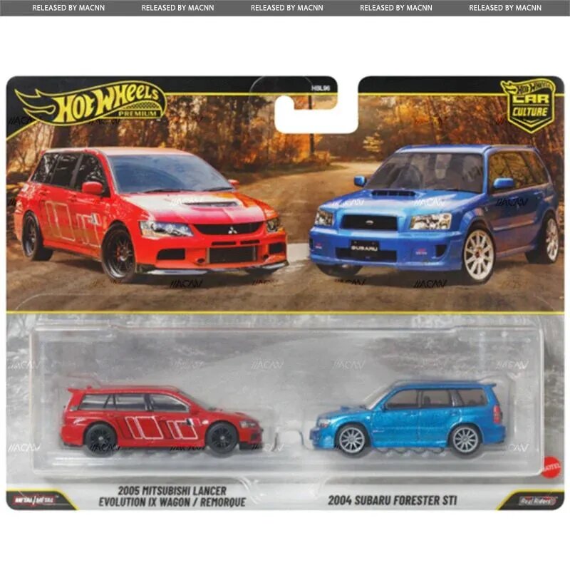 Машинка Mattel Hot Wheels 2026 HBL96 2005 Mitsubishi Lancer Evolution IX Wagon & 2004 Subaru Forester STi