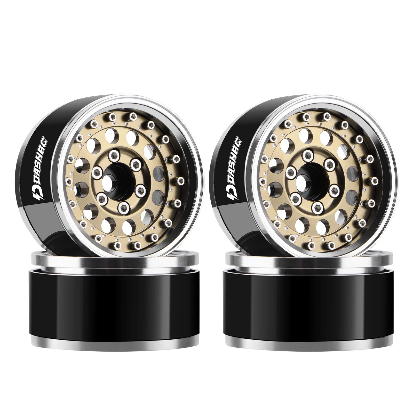 Колеса DashRC 1.9" Beadlock алюминиевые для радиоуправляемых моделей 1/10 Desert Gold
