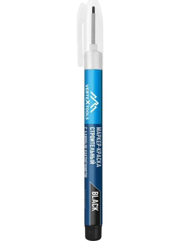Маркер краска строительный vertextools с длинным наконечником, черный 0021-02