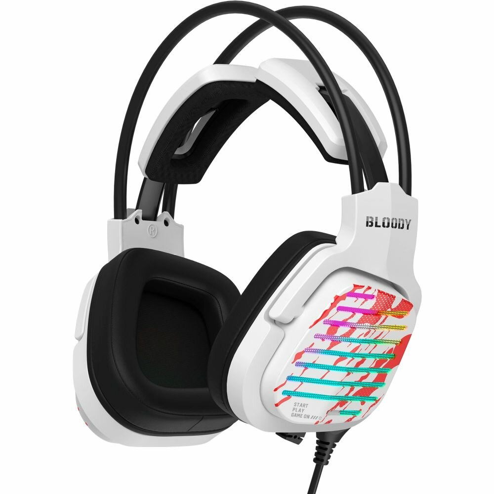 Гарнитура A4Tech G565 ENERGY WHITE Гарнитура Bloody G565 белый, проводная, USB, подсветка