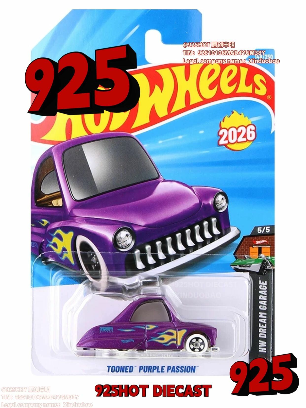 Машинка 925HOT WHEEL C4982 2026G 148 Tooned Purple Passion игрушечная машина