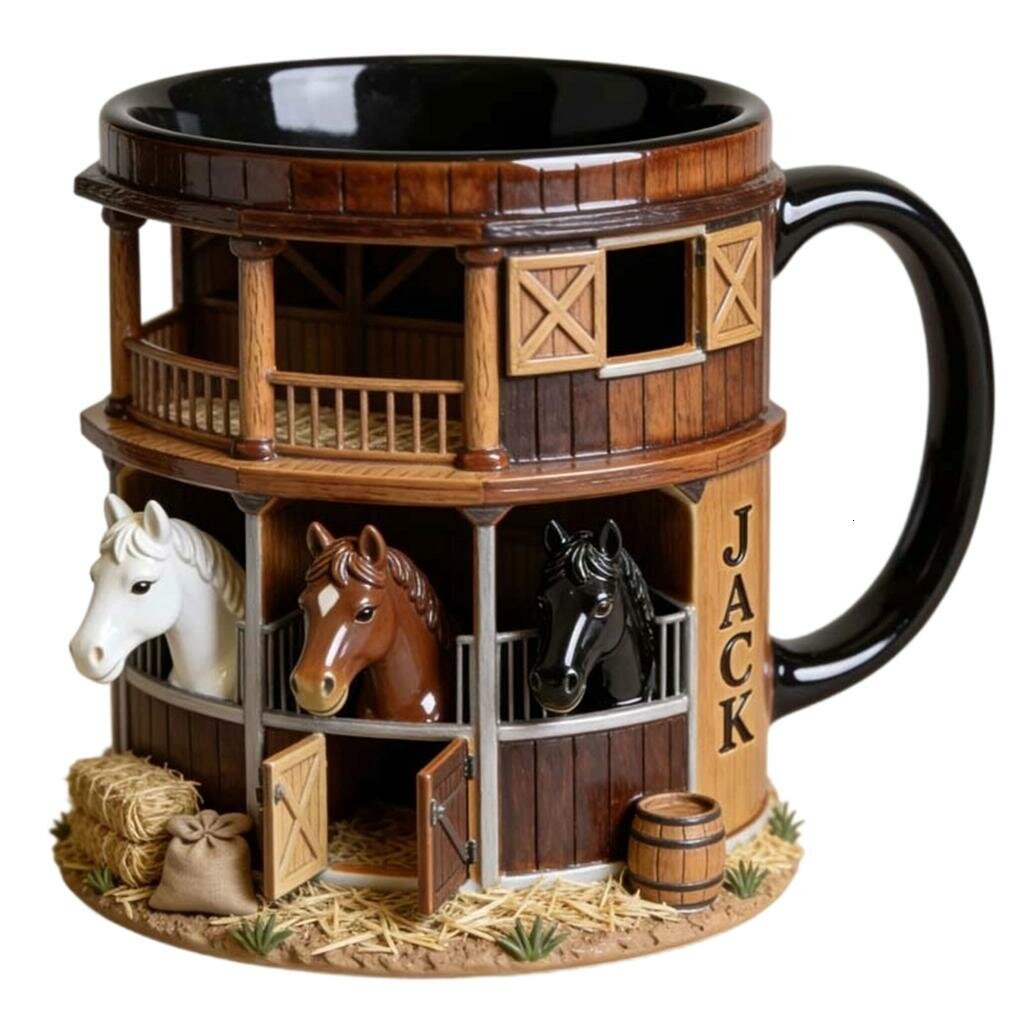 Керамическая кружка с дизайном конюшни, 11oz - B