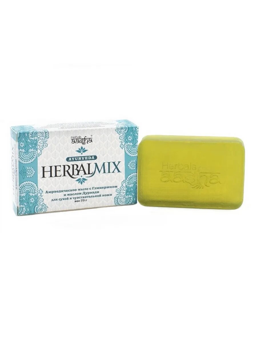 Aasha Herbals Аюрведическое мыло с глицерином и маслом дурвади Herbalmix, 75 г