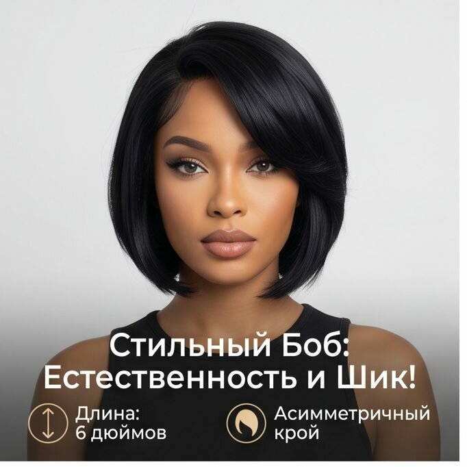 Женская парикма, черный оттенок, с небольшим кружевом