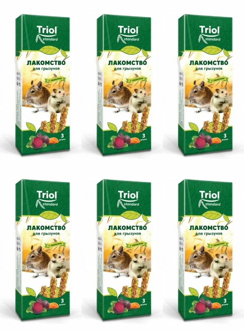 Triol Лакомство для грызунов, Standard, с овощами . 3 шт в уп, 80 гр, 6 уп