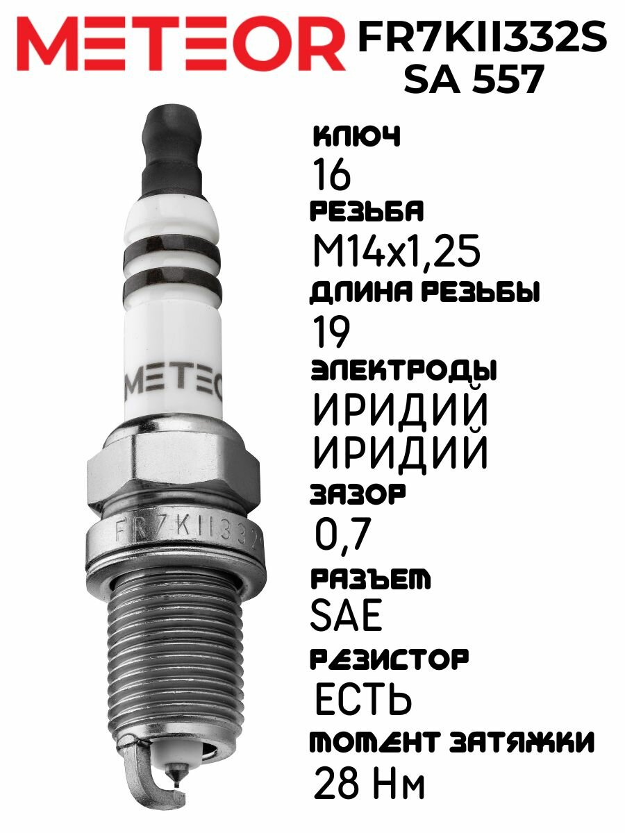 Свечи зажигания Хавал Ф7 2.0 METEOR SA557 FR7KII332S 4 шт. свечи Changan UNI K