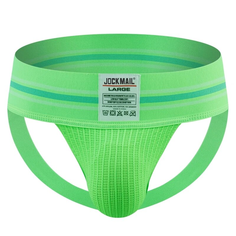 Мужские спортивные трусы-стринги JOCKMAIL из хлопка Зеленый, L, JM261Green