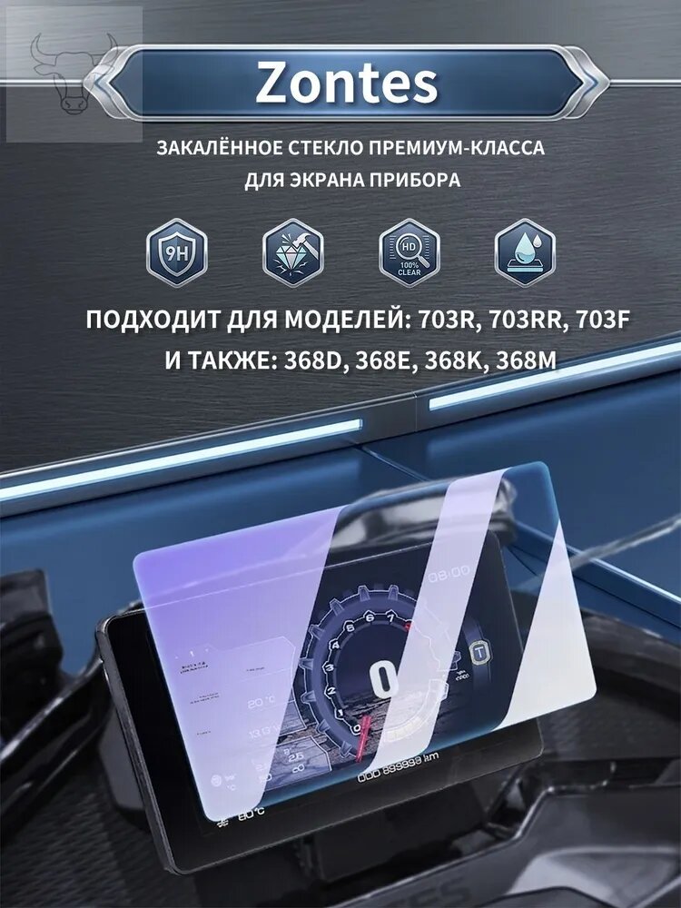 Защитное стекло на приборную панель Zontes 703F / 703R / 703RR, закаленная пленка для экрана мотоцикла, HD антиблик и защита от царапин