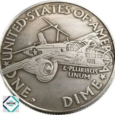 Бронзовая монета 38мм с самолетом 1942