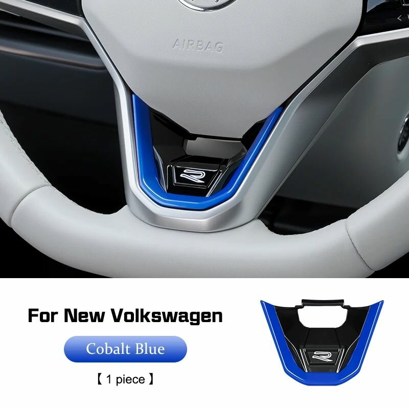 Автомобильная накладка на руль с логотипом R (New R Style) для Volkswagen Golf 8 MK8 / Sagitar / ID.3 / ID.4 / ID.6 / Passat / Tayron X / Touareg / Lamando L / Magotan / CC