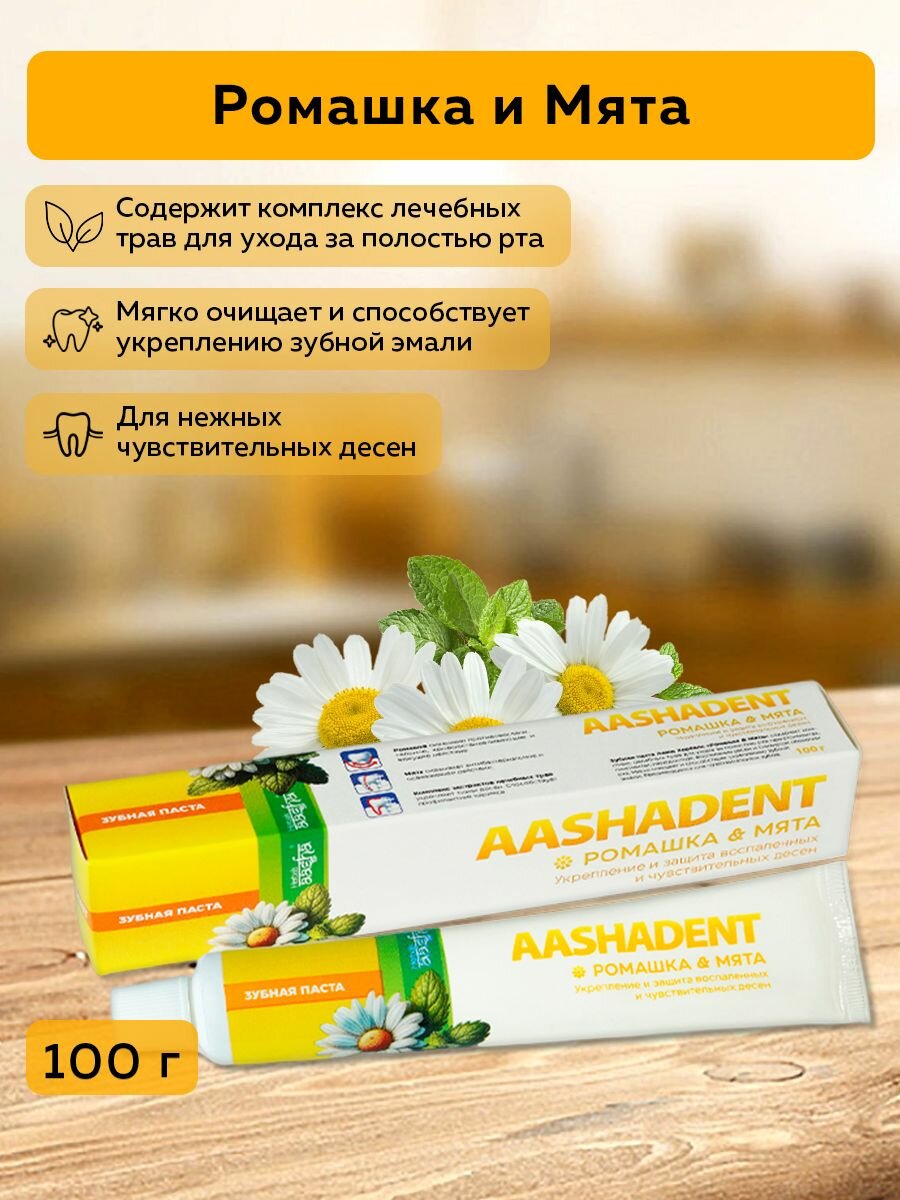 Aasha Herbals Зубная паста Ромашка и Мята, 100 г