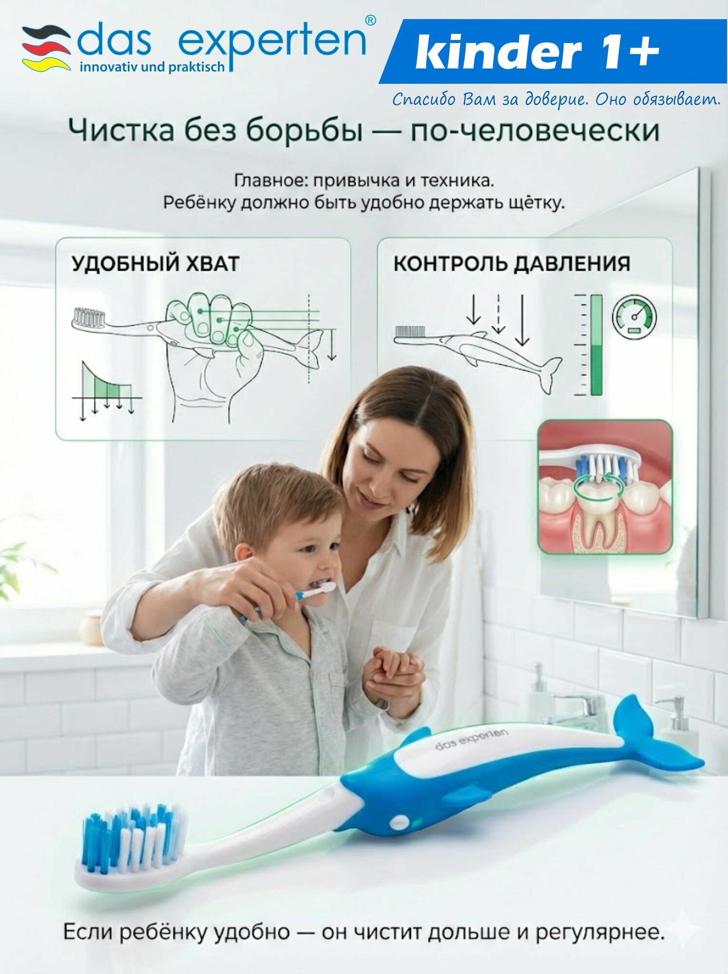 Детская зубная щетка Das Experten KINDER 1+ 4шт.